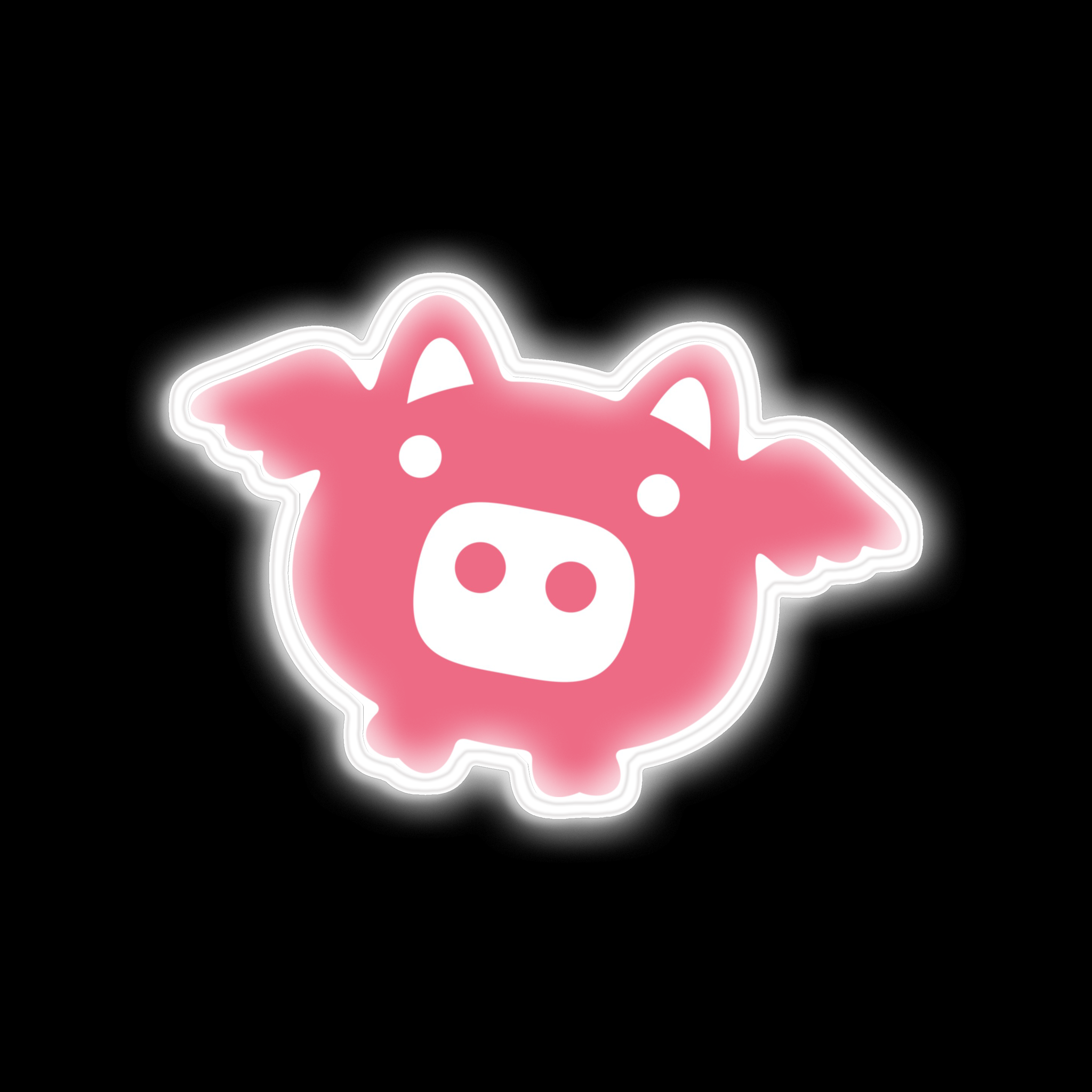 Flying Pink Pig neon sign on canvas prints